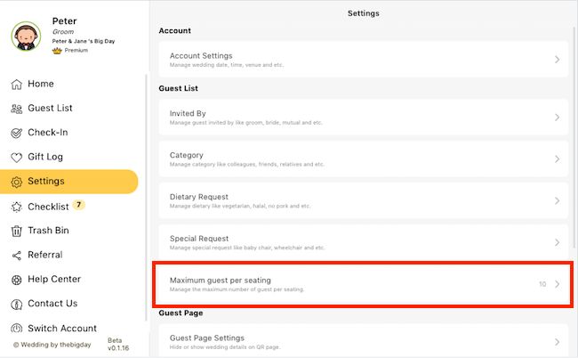 How To Adjust Maximum Guest Per Table? | thebigdays.com