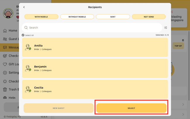How can I send out all QR codes at once? | Thebigdays