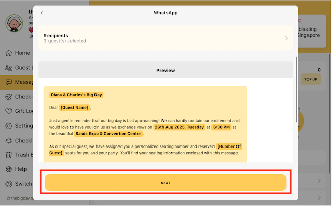 How to blast reminder message via WhatsApp? | Thebigdays