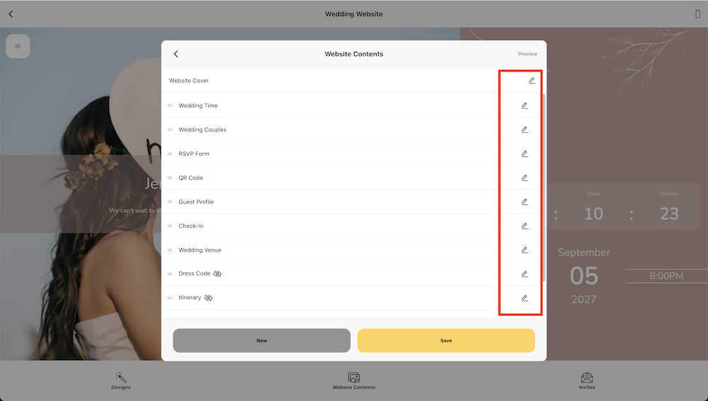 How to Customize Sections on Your Wedding Website | Thebigdays